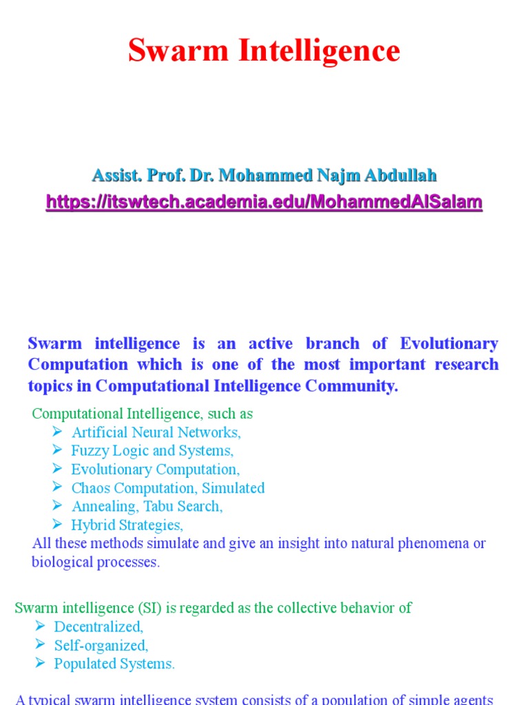 Swarm Intelligence | PDF | Ant | Systems Theory