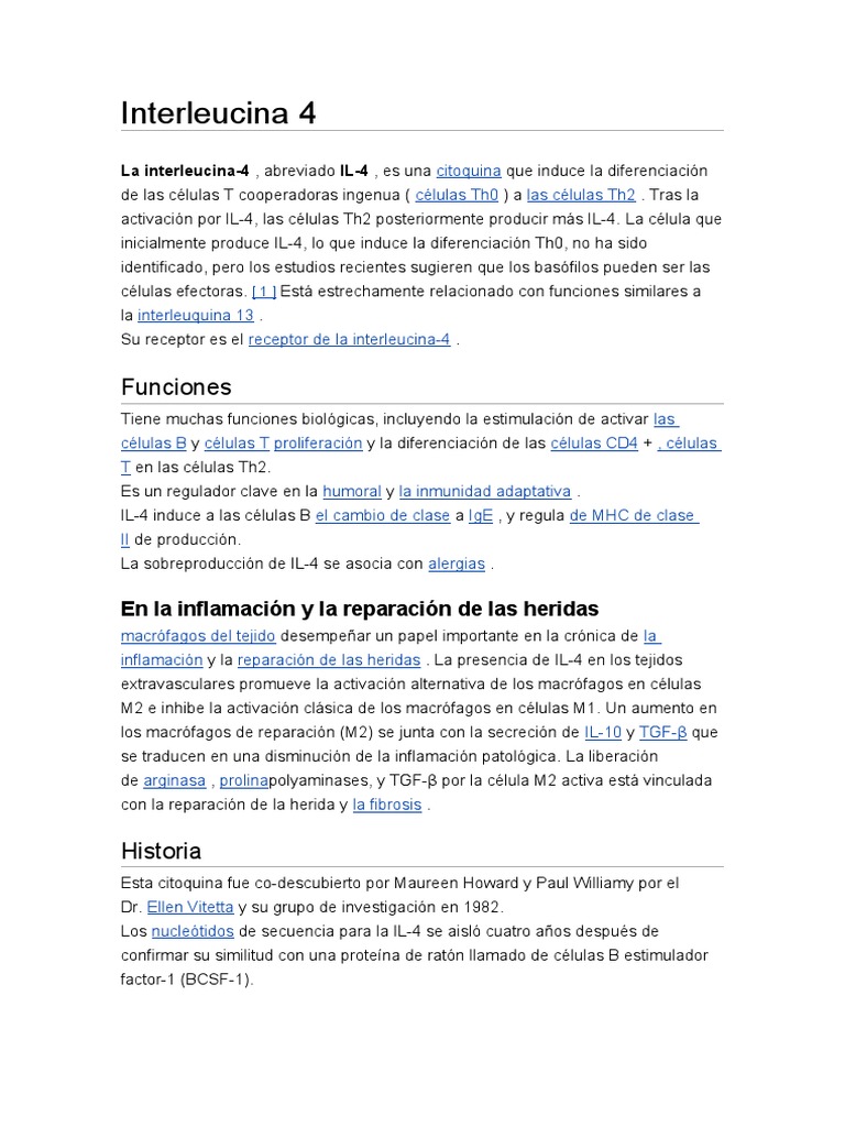 Interleucina 4 y 3 | PDF | Citocina | Interleucina