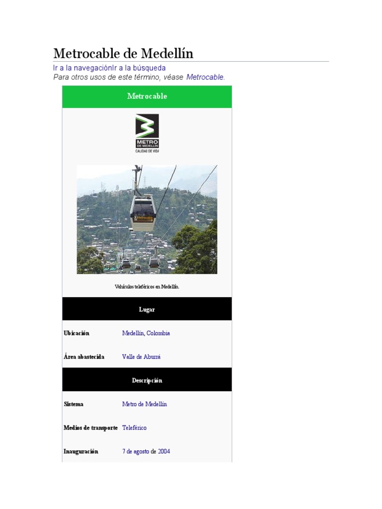 Metrocable de Medellín: Líneas y Estaciones | PDF | Infraestructura ...