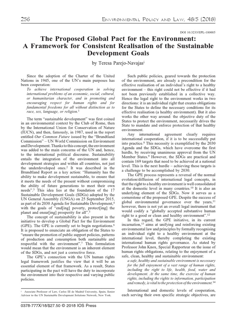 The Proposed Global Pact For The Environment: A Framework For ...