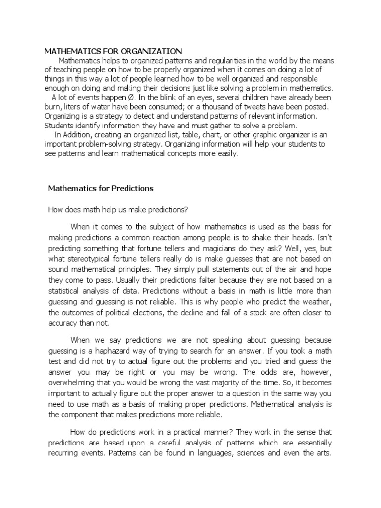 Mathematics For Organization | PDF | Prediction | Acceleration