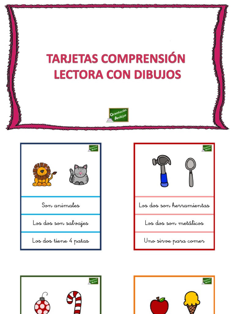 Tarjetas Comprension Lectora Dibujos PDF | PDF