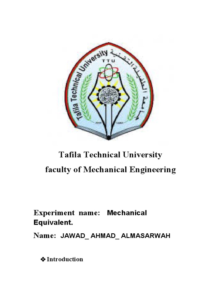 Tafila Technical University Faculty of Mechanical Engineering | PDF | Heat | Mechanical Engineering