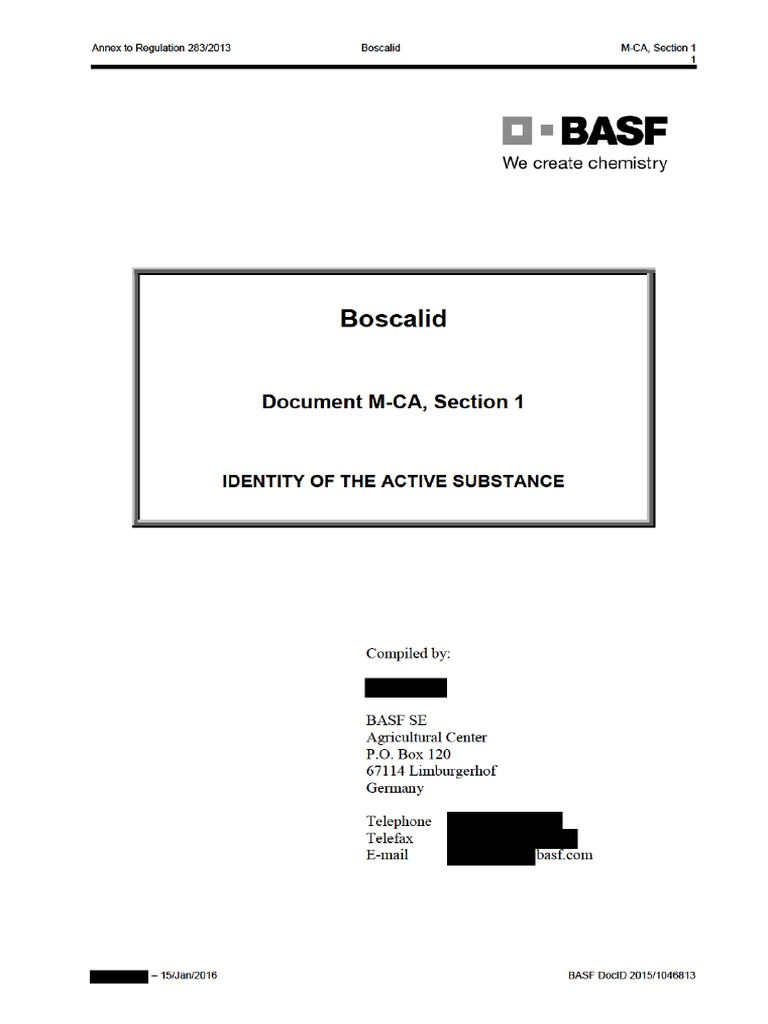 Boscalid AIRenewal - BASF Doc MCA (Sec 1 - 10) (2016) PDF | PDF | Acid ...