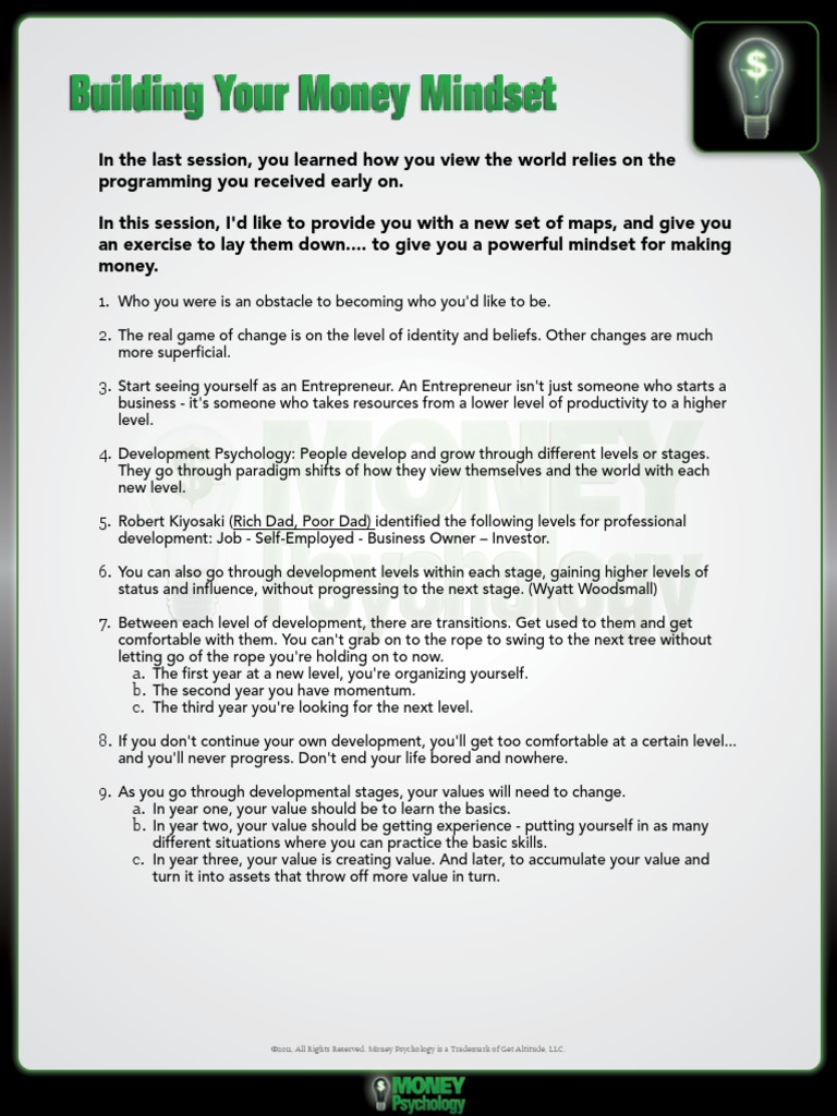 Building Your Money Mindset | PDF | Rich Dad | Entrepreneurship