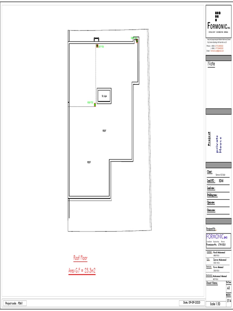 Roof Floor Area G.F 23.3m2: Ormonic | PDF | Engineering | Science