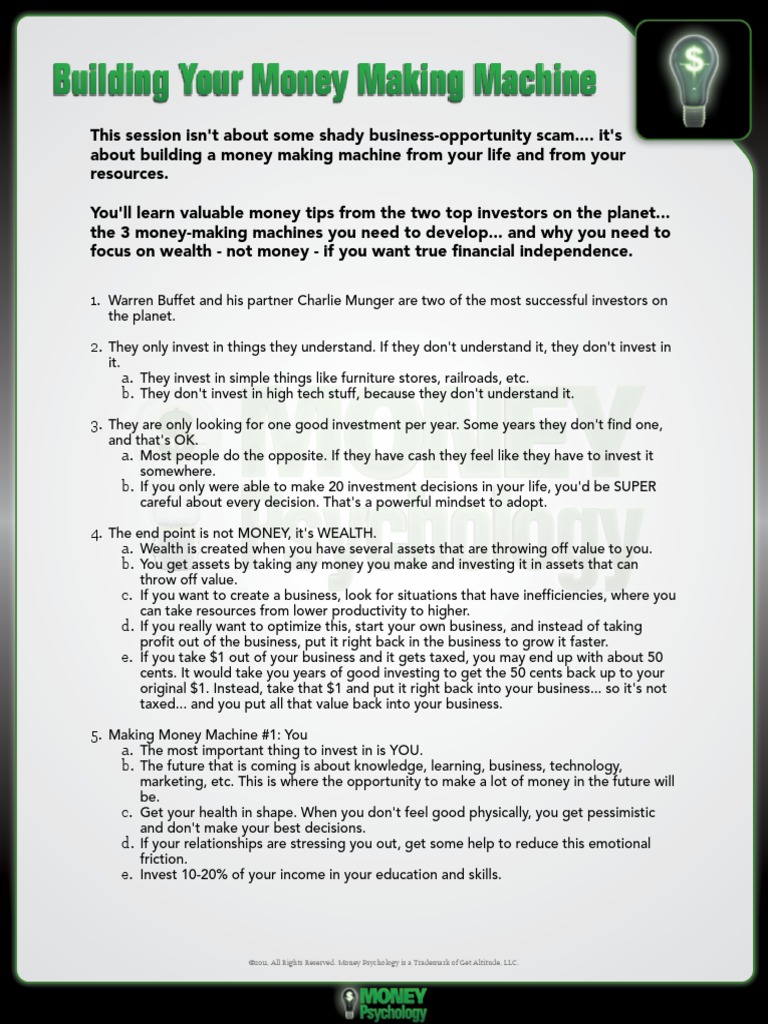 Building Your Money Making Machine | PDF | Wealth | Investing