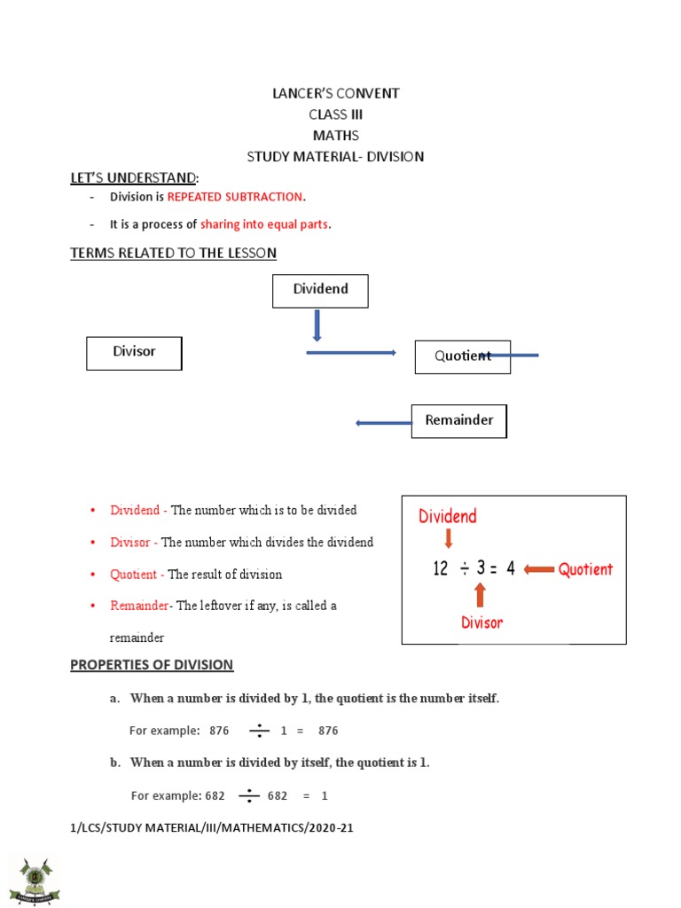 Class 3 - Maths - CHAPTER 6 - Division - SM - and - Assignment | PDF ...