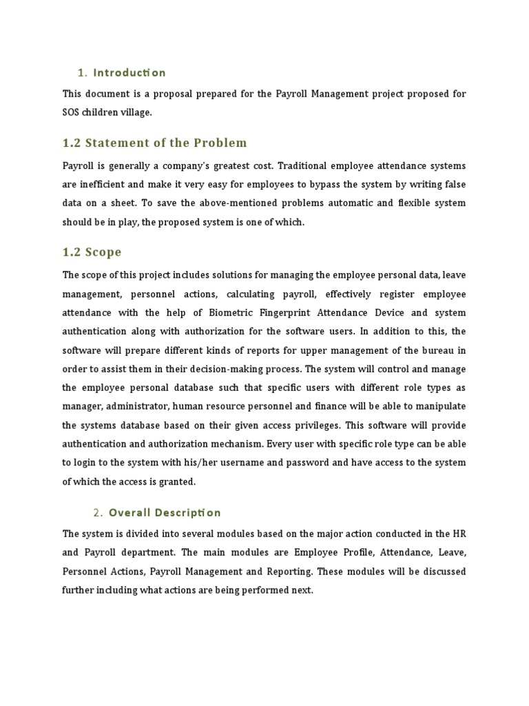 Payroll Management System Proposal | PDF | Payroll Tax | Payroll