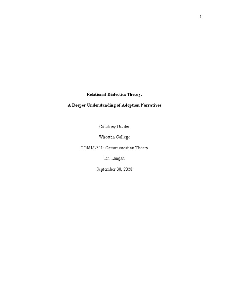 Relational Dialectics Theory Paper | PDF | Discourse | Communication