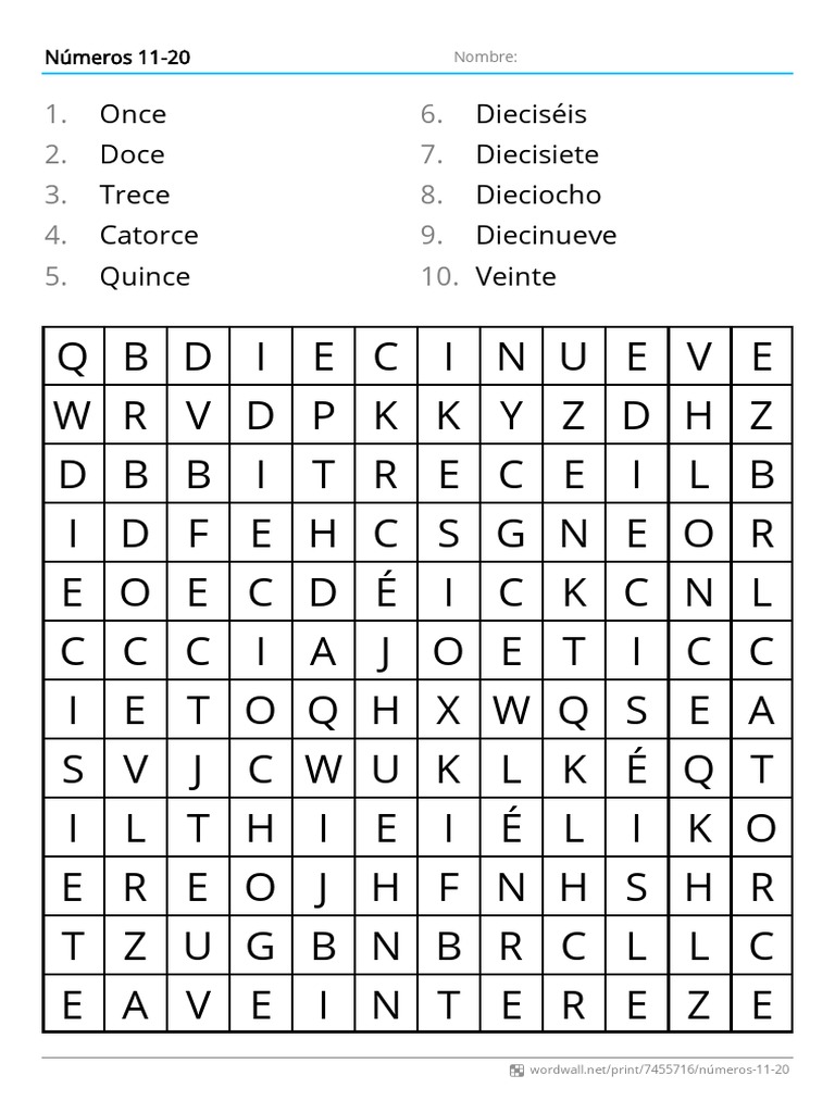 Números del 11 al 20 | PDF | Juegos y actividades | Ciencias sociales