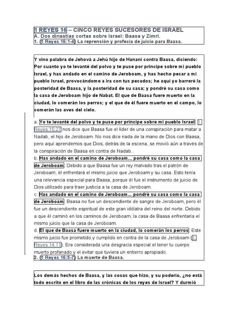 1 Reyes 16 | PDF | Libros de reyes | Levante antiguo