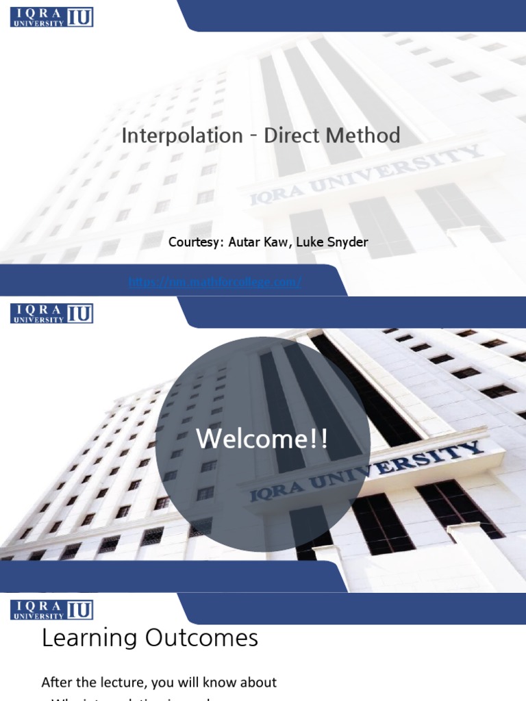 Interpolation - Direct Method: Courtesy: Autar Kaw, Luke Snyder | PDF ...