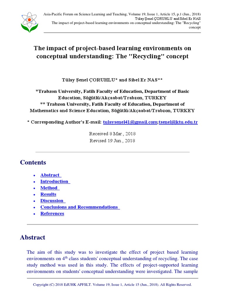 The Impact of Project-Based Learning Environments On Conceptual ...