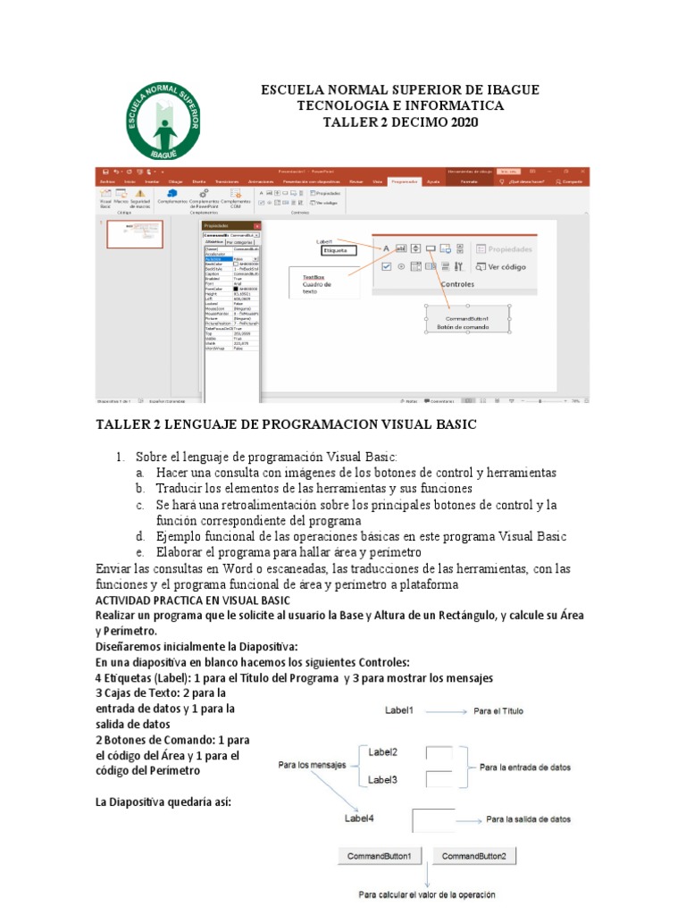 Taller 2 Lenguaje de Programacion Visual Basic Decimo 2020 | PDF ...