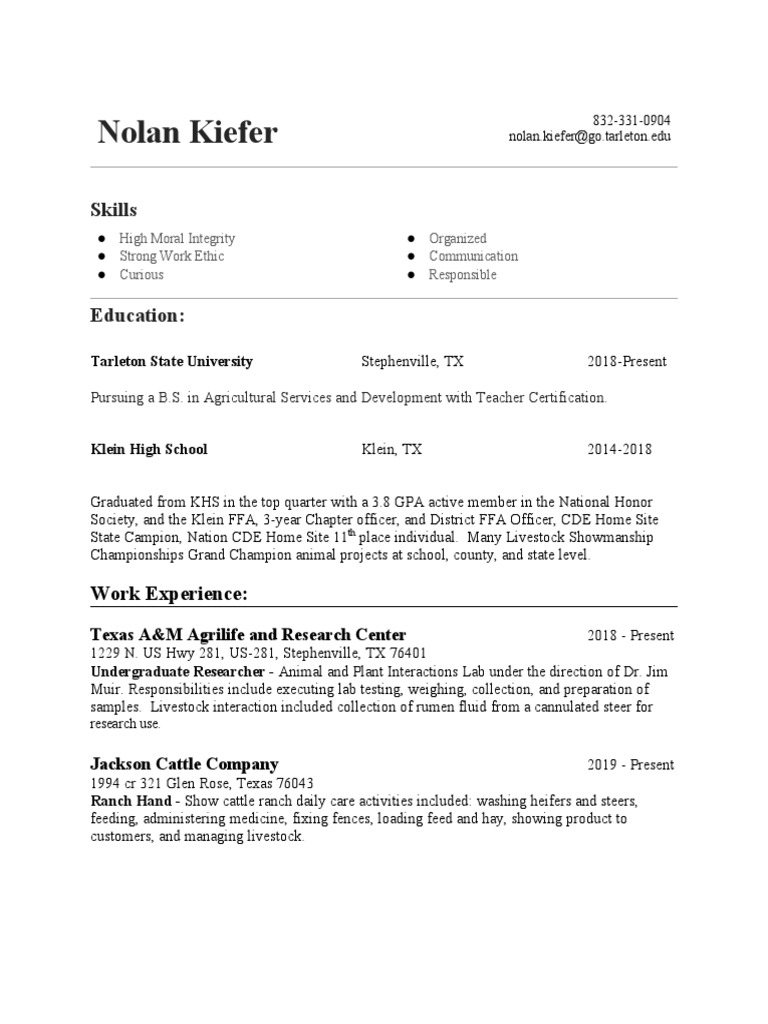 Agricultural Services Resume | PDF | Cattle | Livestock