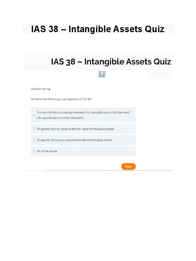 IAS 38 - Intangible Assets Quiz | PDF