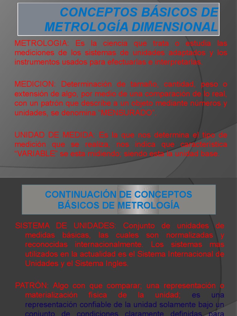 Conceptos Básicos de Metrología Dimensional | PDF | Medición | Metrología