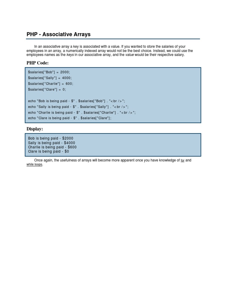 PHP Associative Arrays Example | PDF | Computers