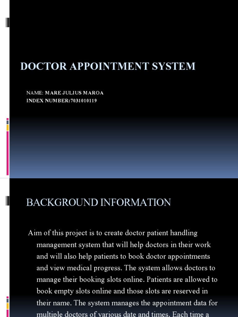 Doctors Appointment System | PDF | User (Computing) | Patient