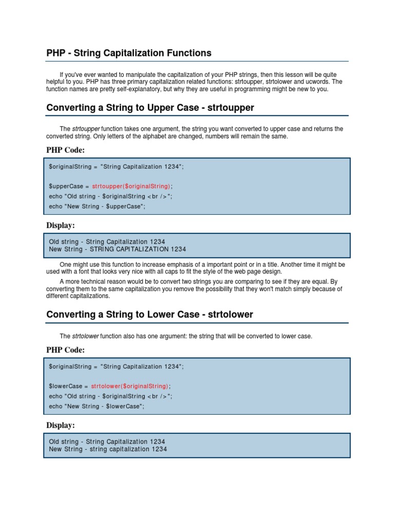PHP String Capitalization Guide | PDF | Technology & Engineering
