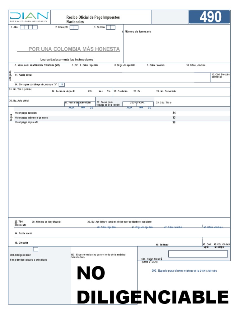 Instructivo Formulario 490 DIAN | PDF | Pagos | Impuestos