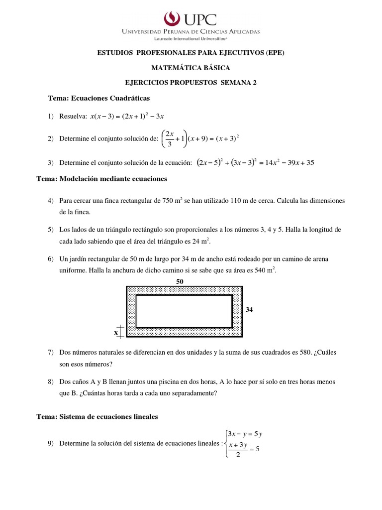 CE11 Ejercicios Propuestos Semana 2 2012 2A | PDF | Ecuaciones | Matemática Elemental