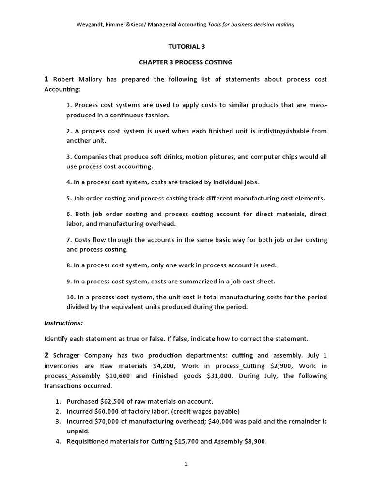 Tutorial 3 - Process Costing | PDF | Cost | Management Accounting