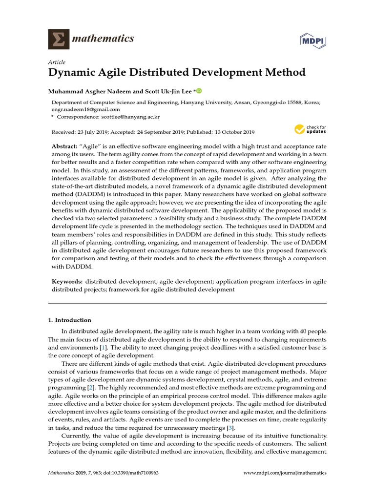 Mathematics 07 00963 V2 Dynamic Agile Distributed Development Method
