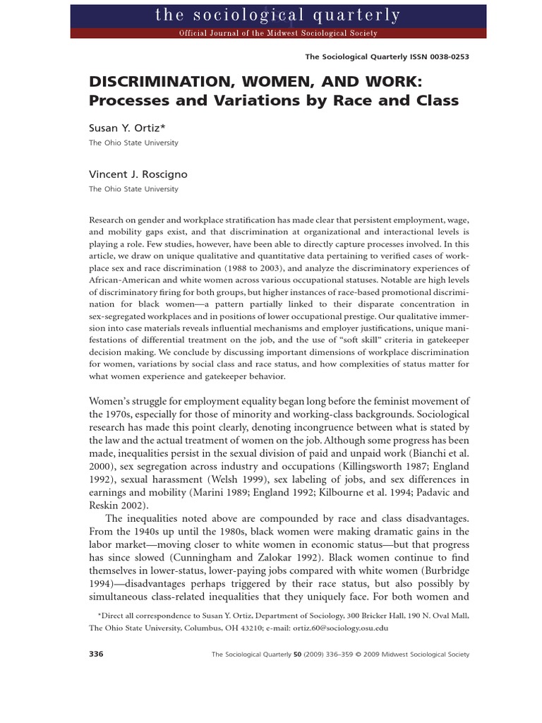 Discrimination, Women, and Work: Processes and Variations by Race and ...