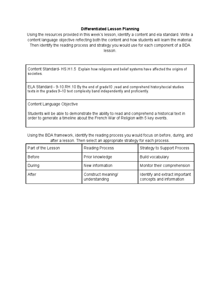 Differentiated Lesson Planning | PDF | Career & Growth | Language Arts ...