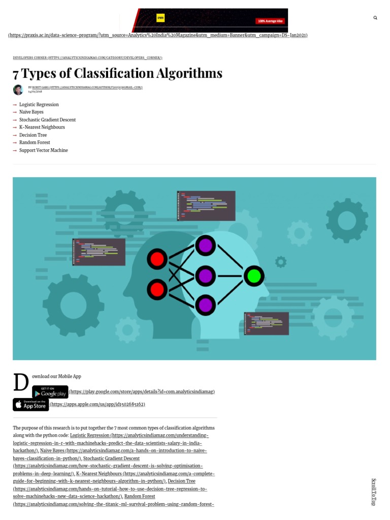 7 Types of Classification Algorithms - Analytics India Magazine | PDF ...