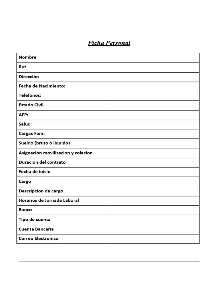 Ficha Ingreso Personal | PDF