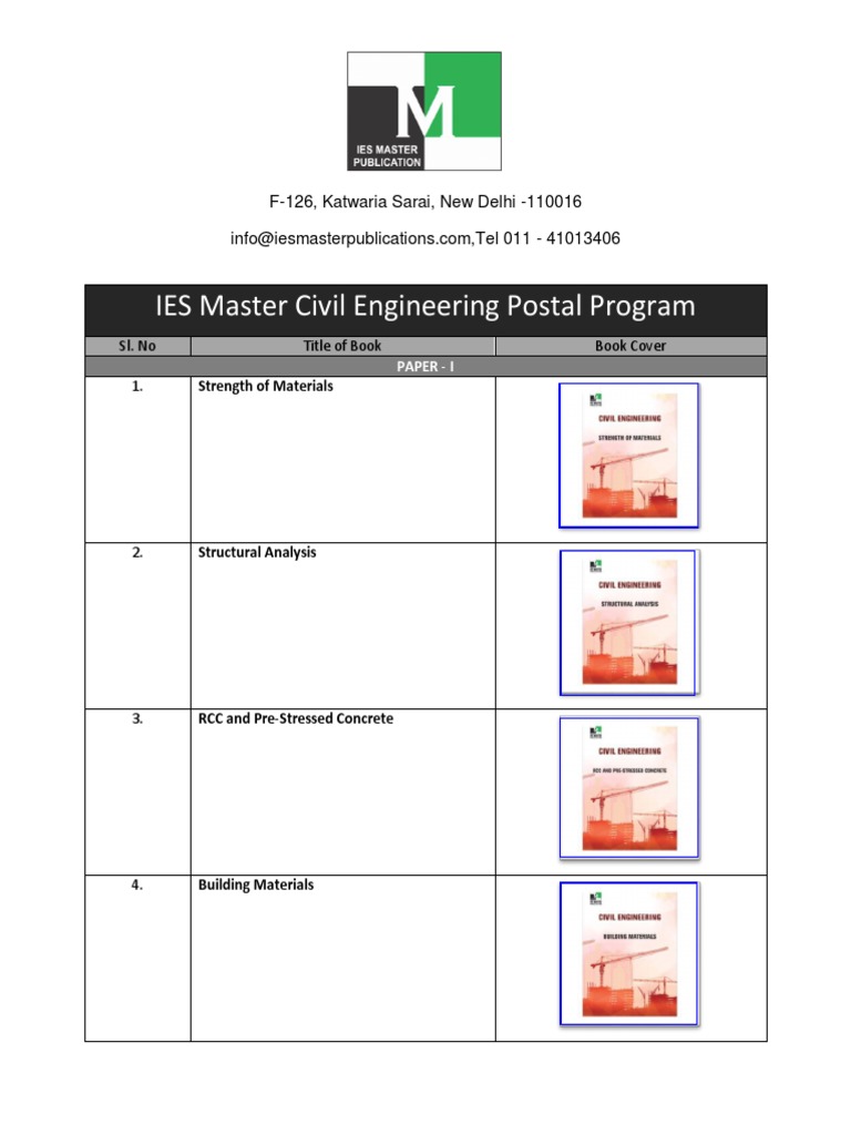 IES Master Civil Engineering Postal Program: F-126, Katwaria Sarai, New ...