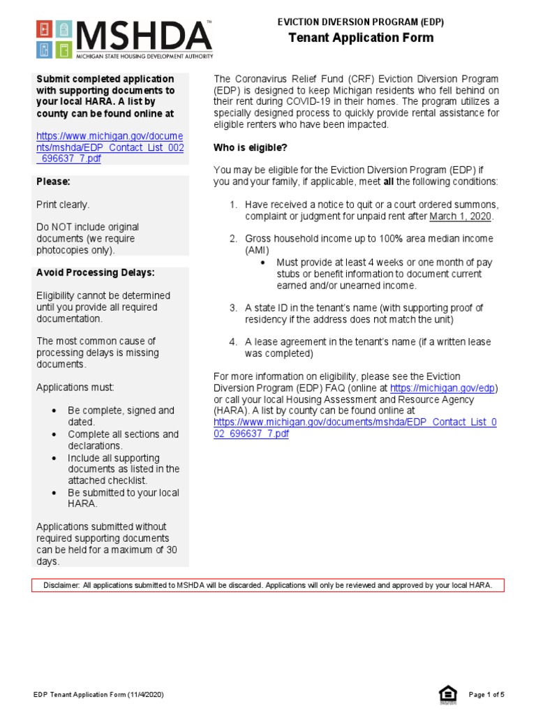 Tenant Application Form: nts/mshda/EDP - Contact - List - 002 - 696637 ...