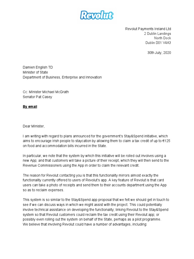Revolut Stay and Spend Letter | PDF | Business | Finance (General)