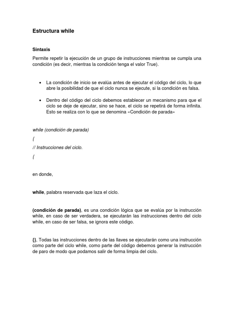 Estructura While PDF | PDF | Informática | Tecnología
