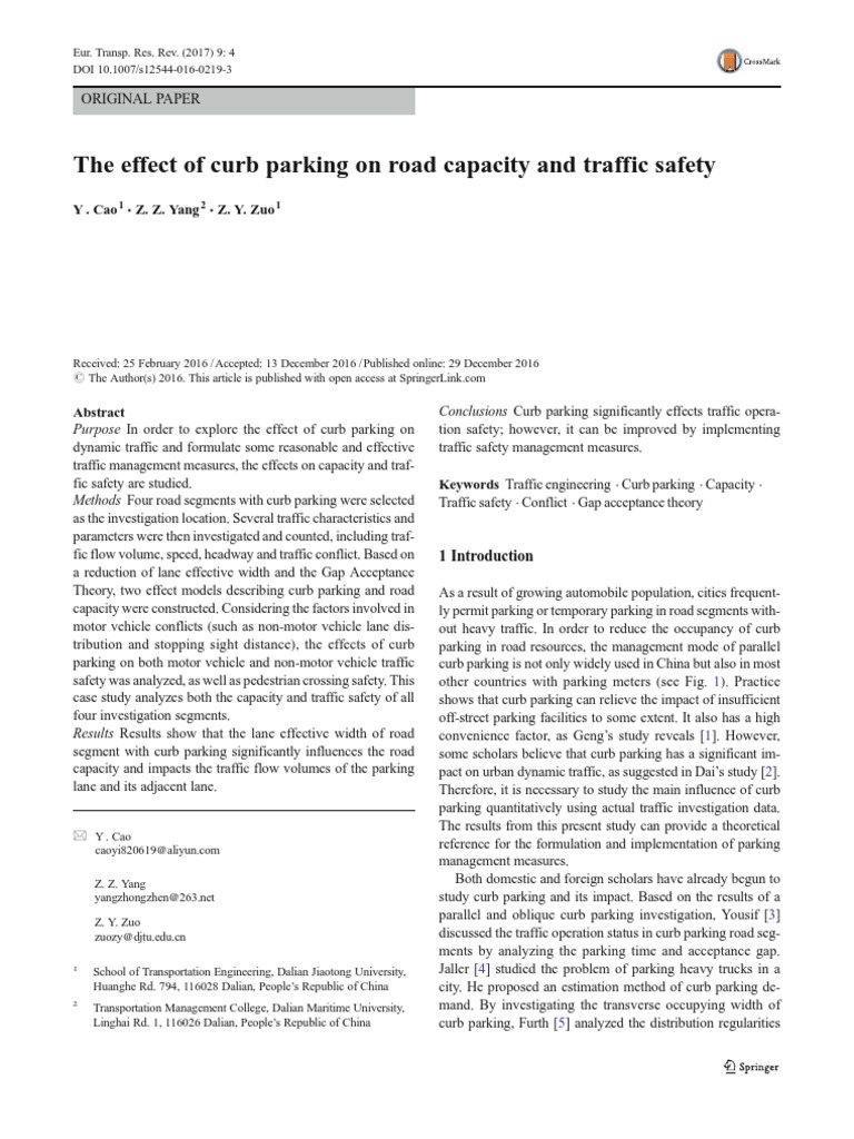 Curb Parking's Impact on Traffic Safety | PDF | Lane | Traffic
