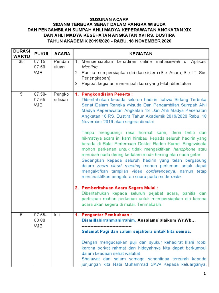 Naskah MC Wisuda 2020 | PDF