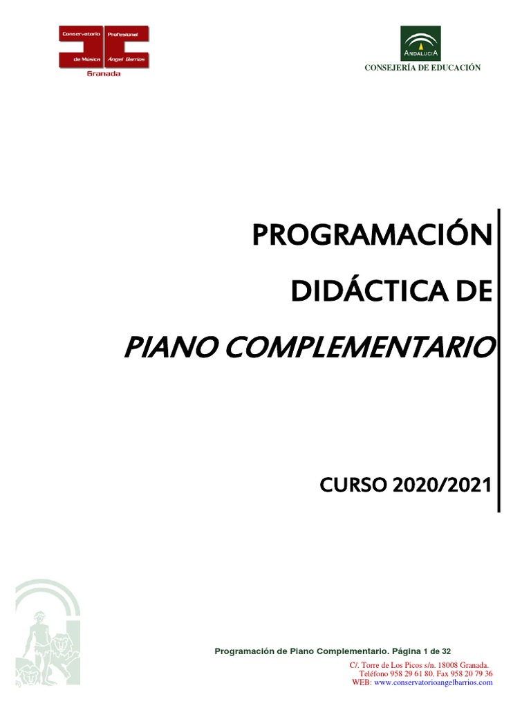 Programacion de Piano Complementario 20-21 | PDF | Acorde (Música) | Armonía
