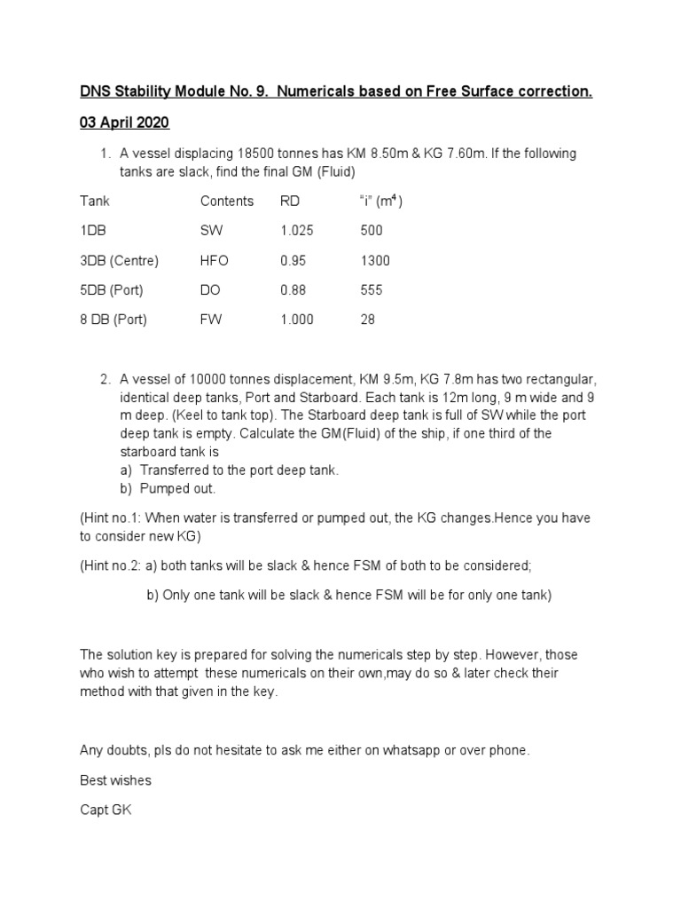 DNS Stability Module No 9 FSE Numericals 03.04.2020 | PDF
