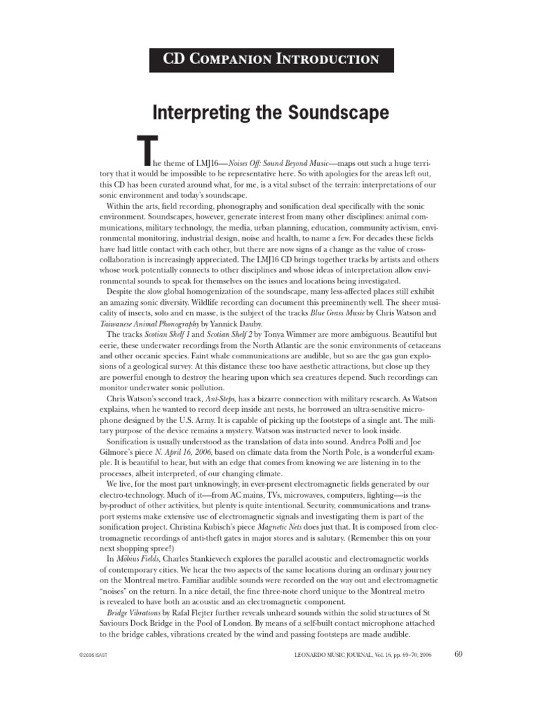Interpreting The Soundscape | PDF | Sound | Entertainment (General)