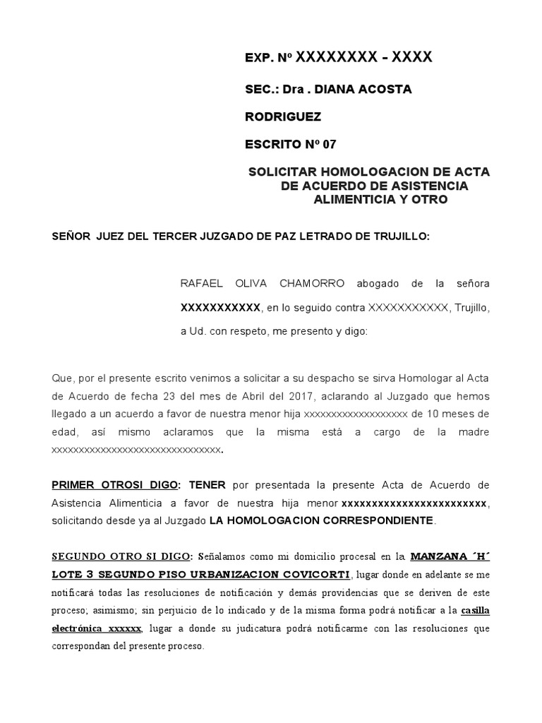 Escrito de Homologacion | PDF