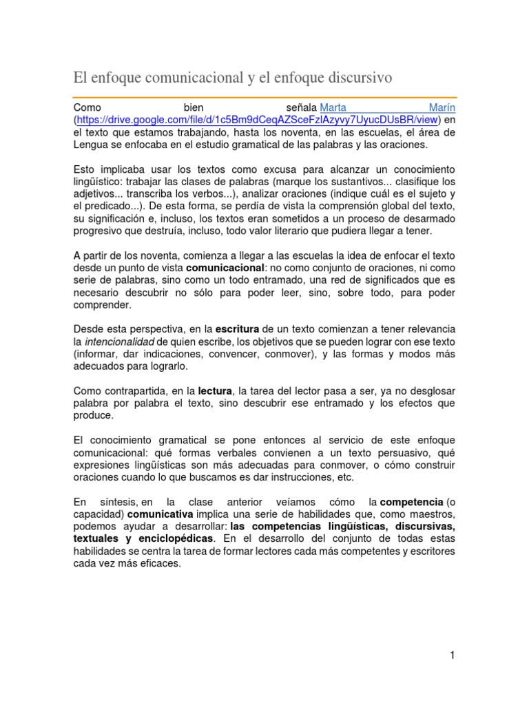 El Enfoque Comunicacional y El Enfoque Discursivo | PDF
