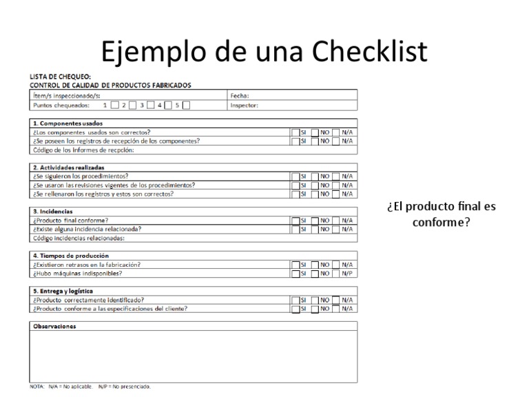 Ejemplo de Una Checklist | PDF