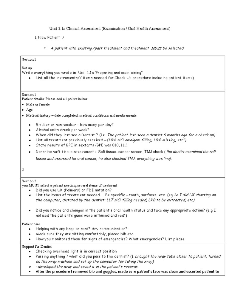Unit 3.1a Clinical Assessment (Examination / Oral Health Assessment ...