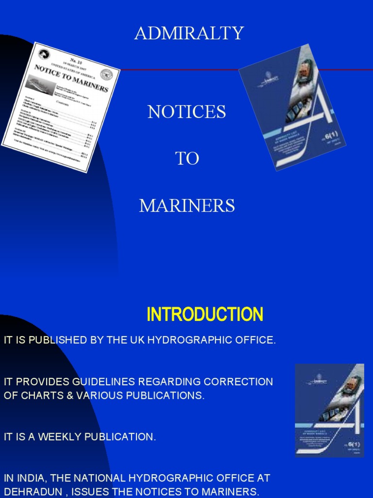 Admirality Notices To Mariner | PDF | Hydrography | Navigation