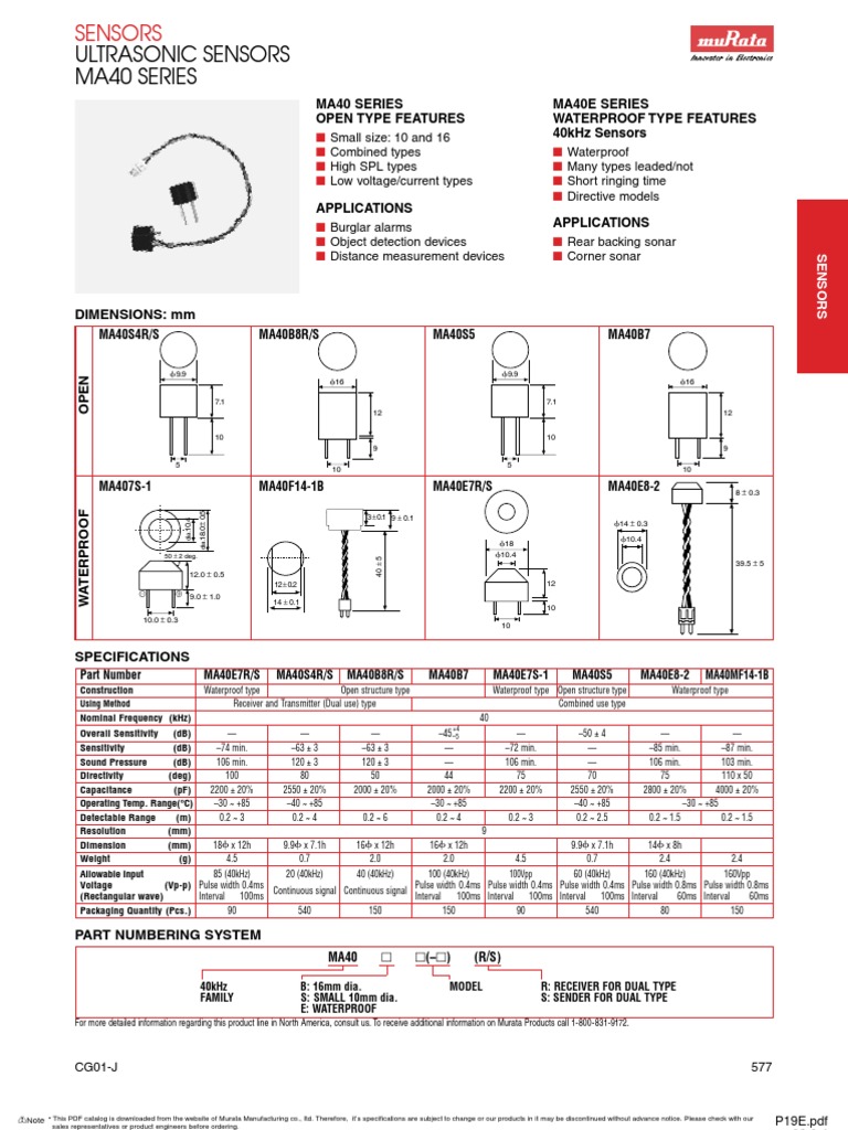 Murata MA40 SERIES | PDF | Security Alarm | Decibel