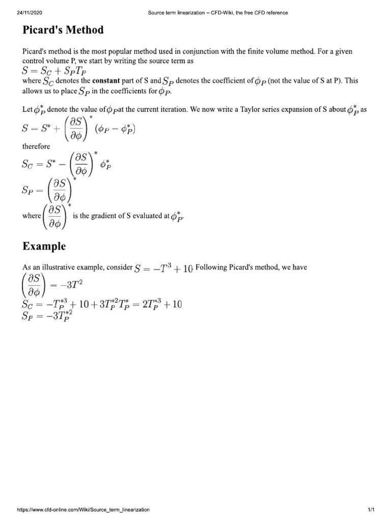 Source Term Linearization - CFD-Wiki, The Free CFD Reference | PDF