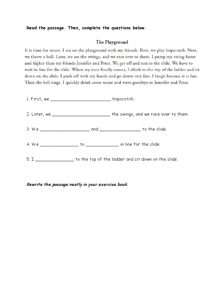 Read The Passage. Then, Complete The Questions Below | PDF